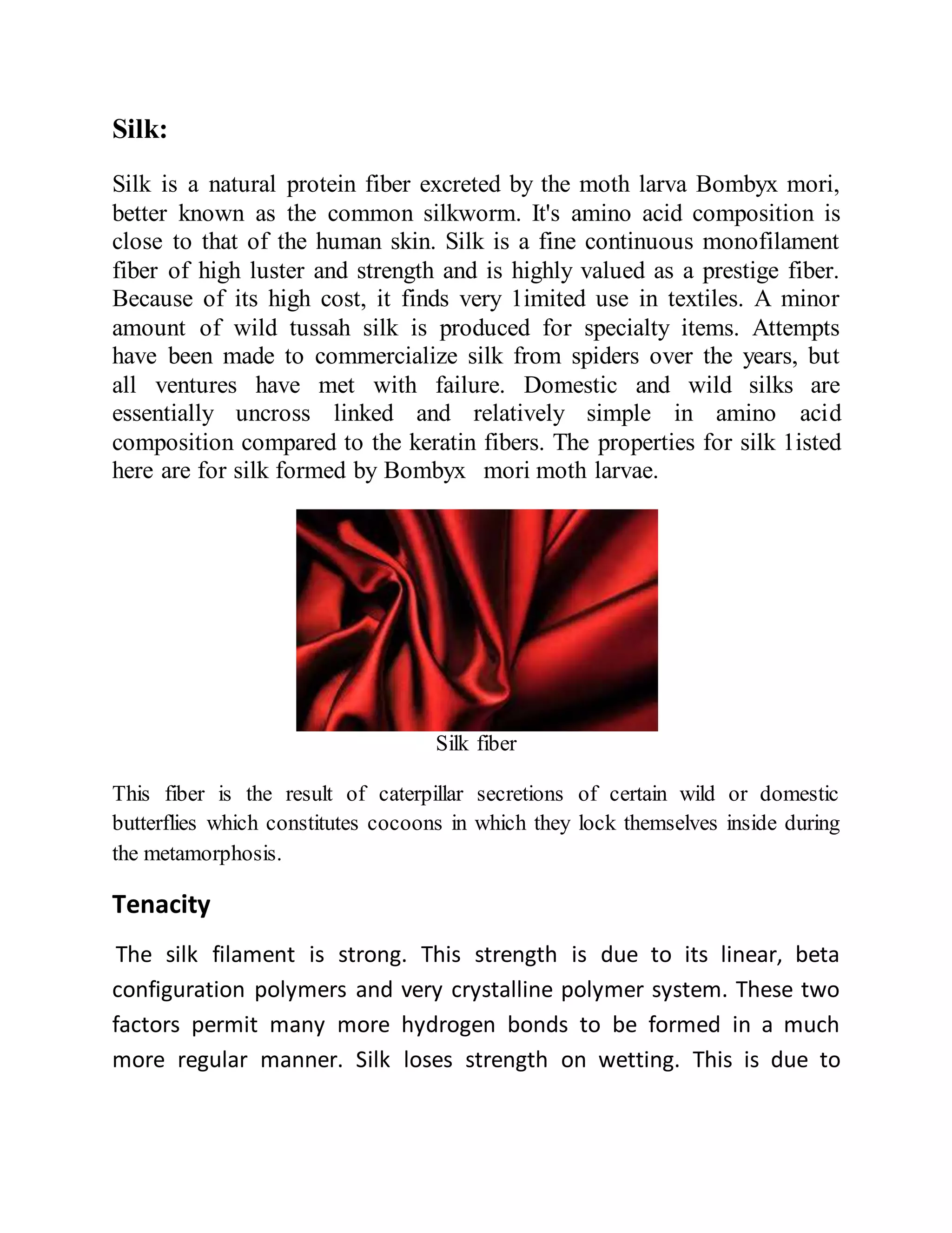 Tenacity and elastic plastic nature of silk | PDF