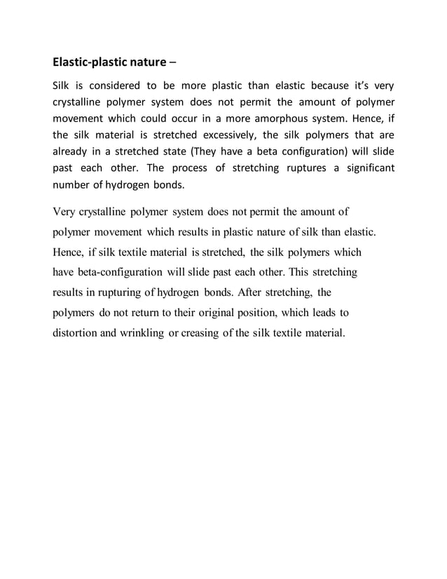 Tenacity and elastic plastic nature of silk | PDF