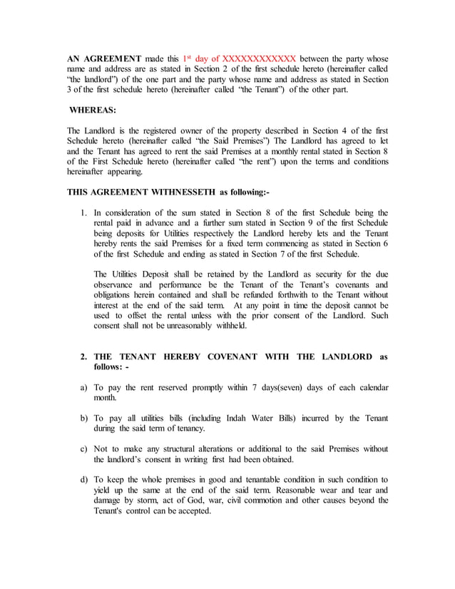 Tenancy agreement templat | DOC | Home Insurance | Insurance