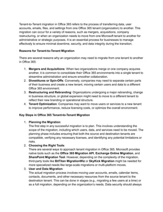 Tenant-to-Tenant Migration in Office 365 Microsoft | PDF