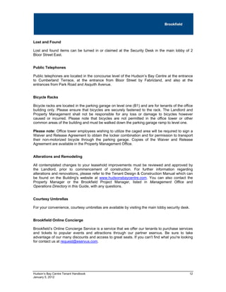 Tenant handbook 2 bloor e | PDF