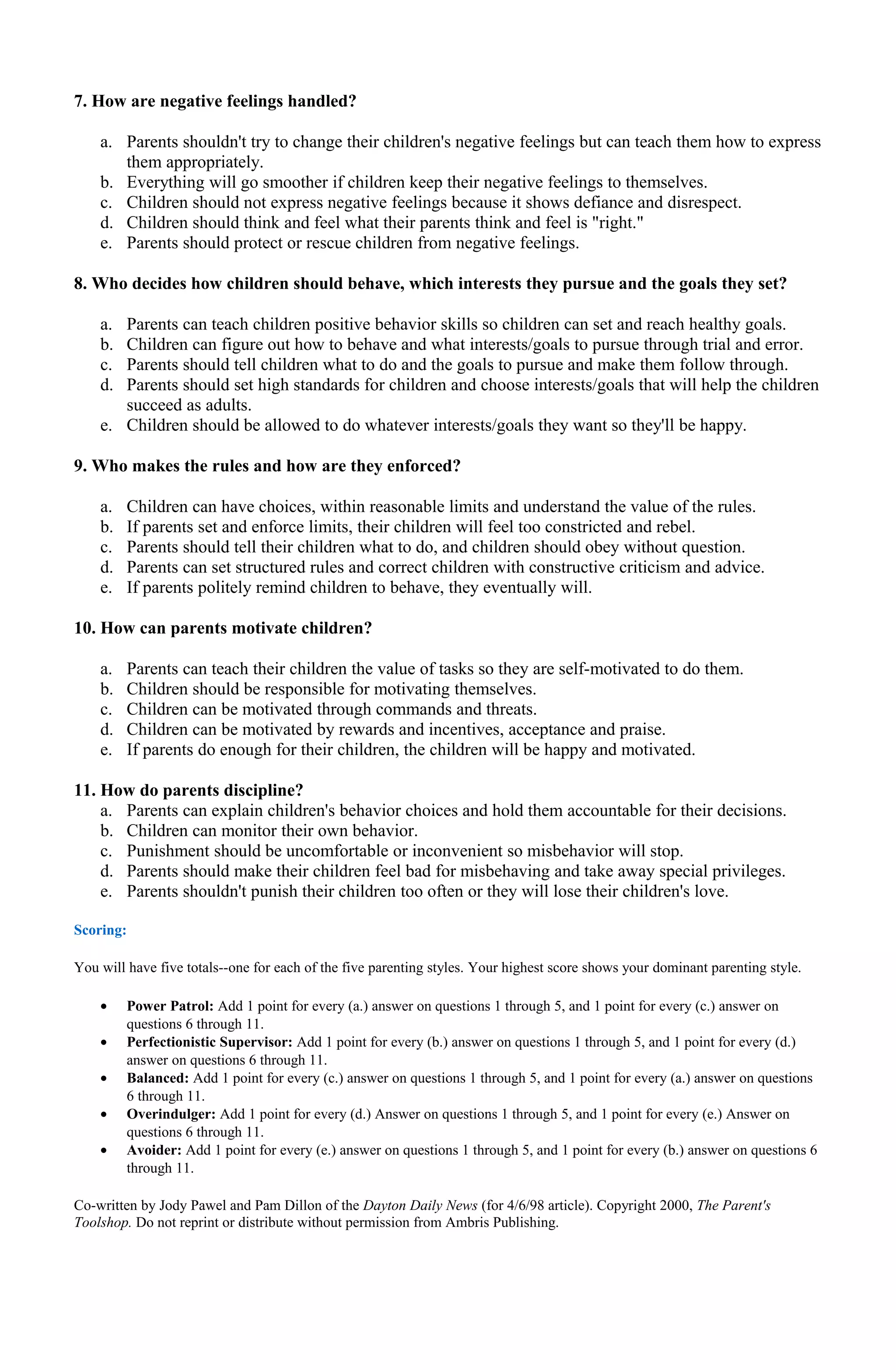 Ten basic principles of good parenting | DOC