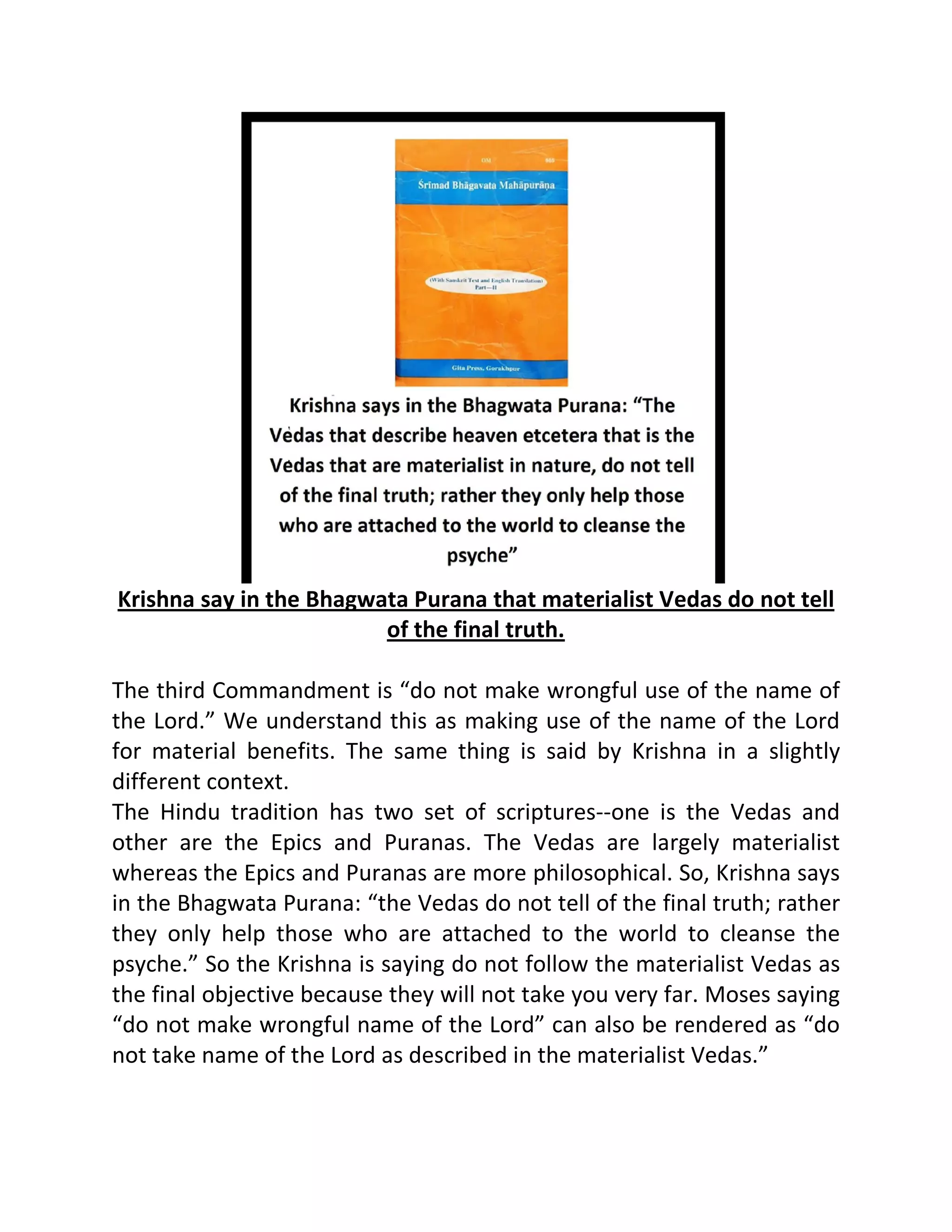 Ten Commandments of Moses and Krishna | PDF