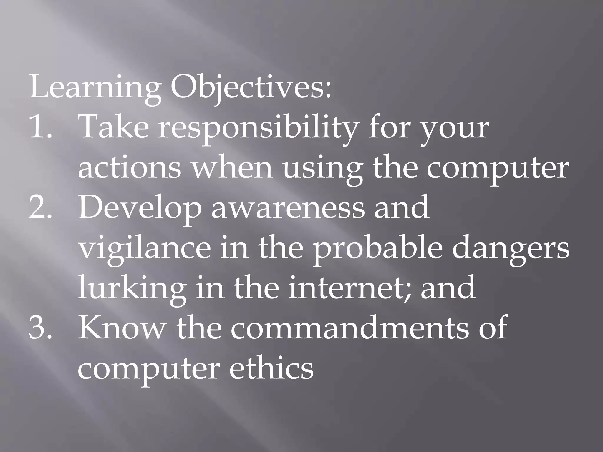 Ten commandments of Computer Ethics | PPTX