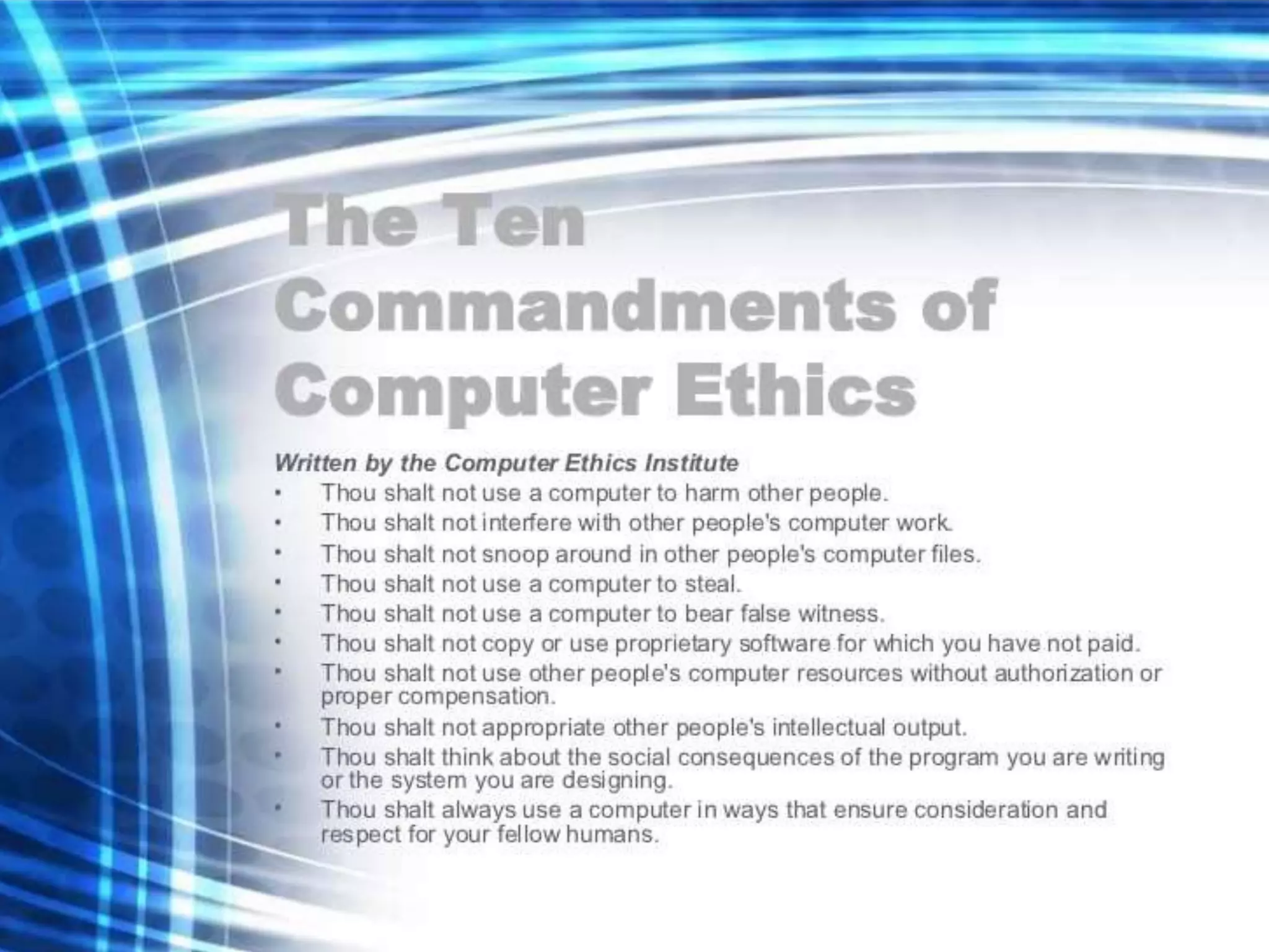 Ten commandments of Computer Ethics | PPTX