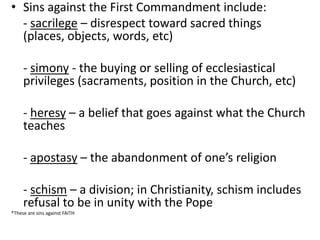 Ten commandments - First Commandment GRADE 8 | PPT