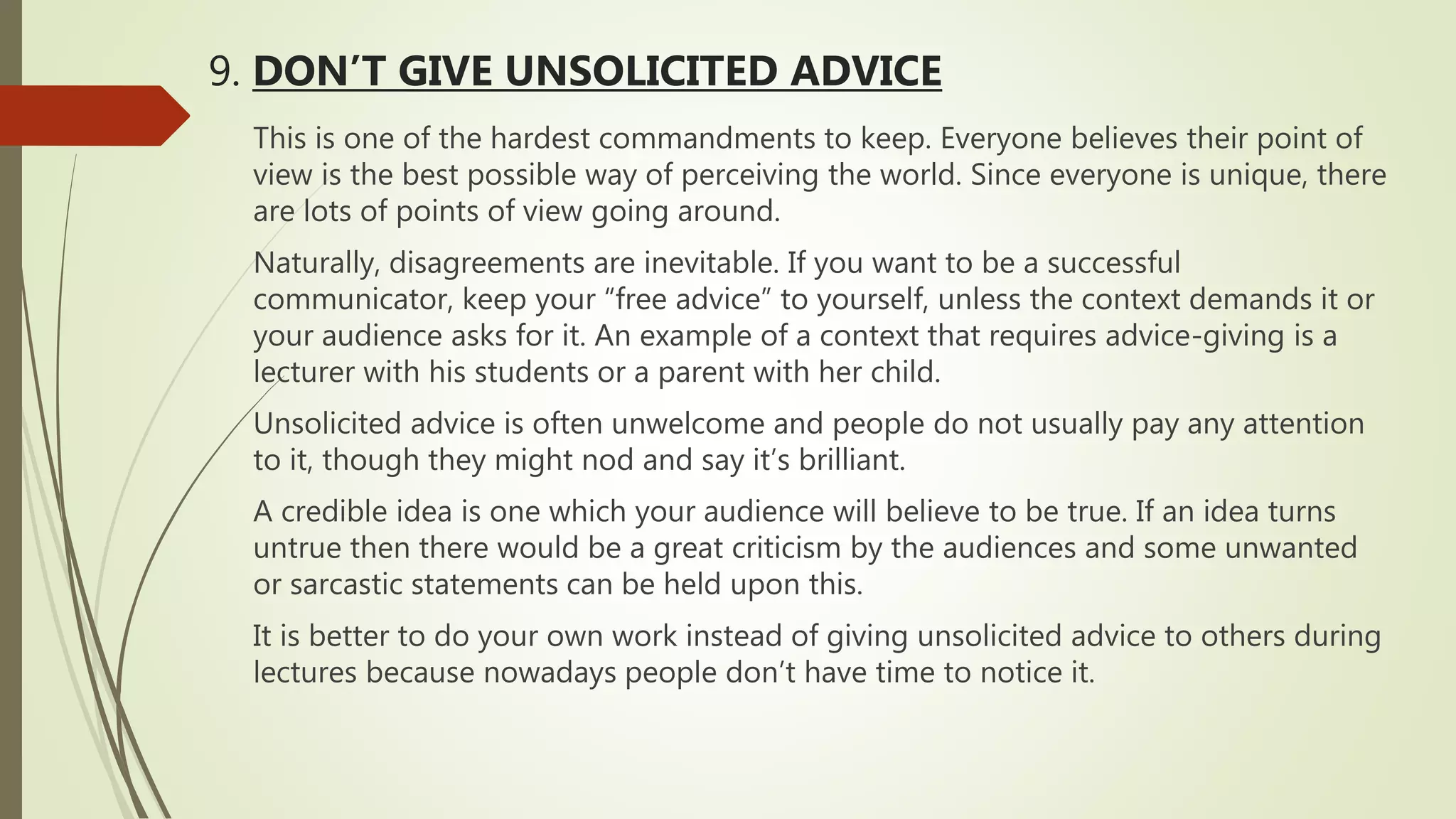 Ten commandments in effective communication | PPTX