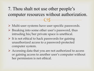 TEN COMMANDMENTS OF COMPUTER ETHICS.pptx | Free Download