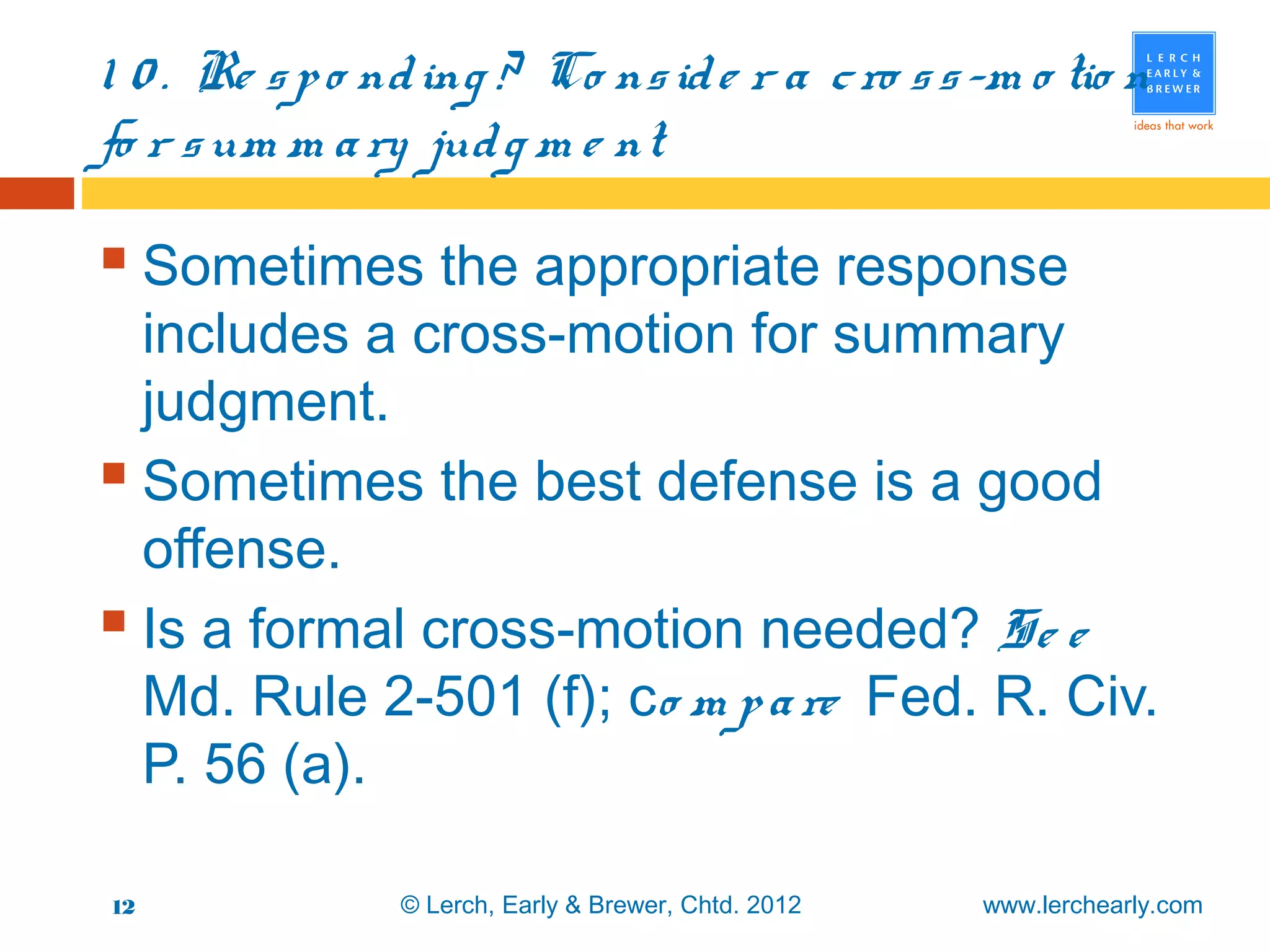 Ten commandments of summary judgment practice | PPT