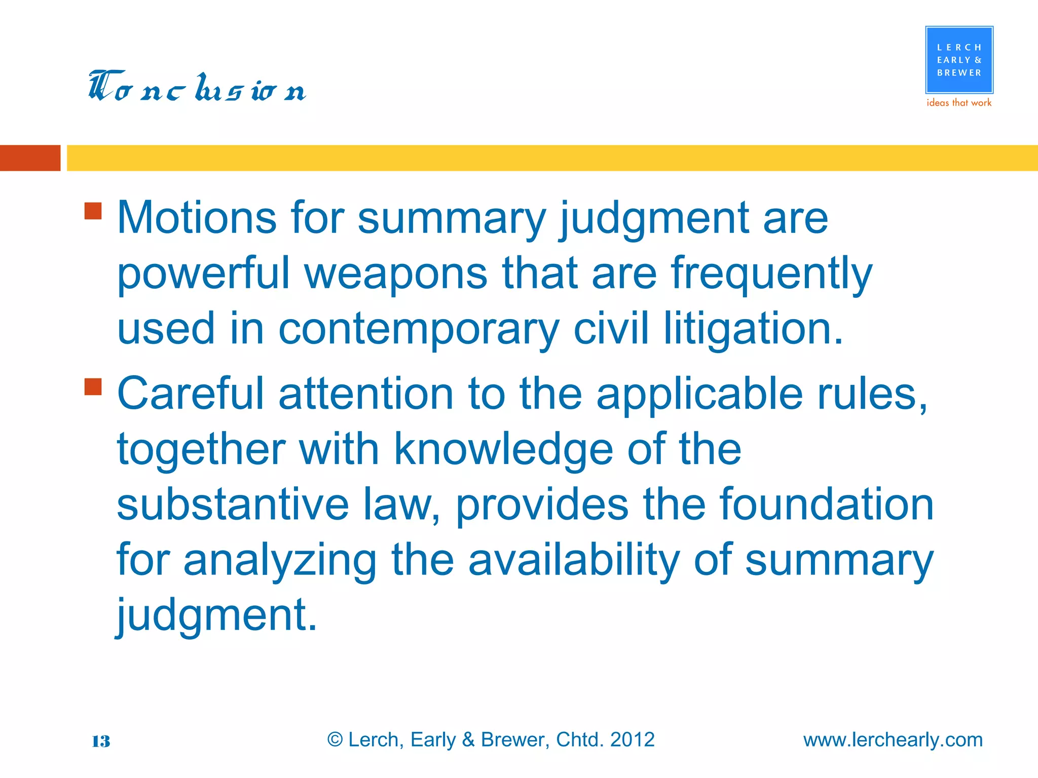 Ten commandments of summary judgment practice | PPT