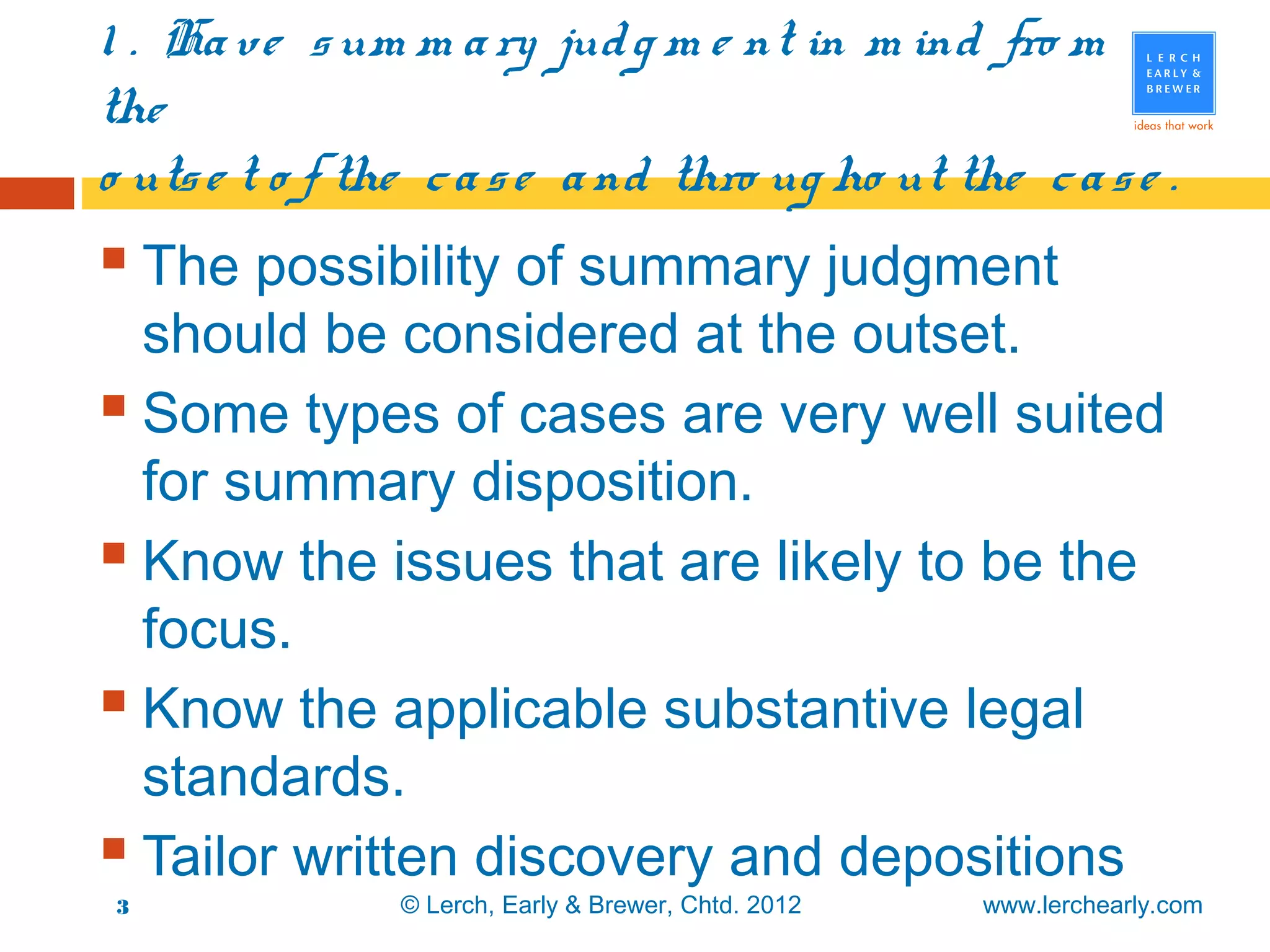Ten commandments of summary judgment practice | PPT