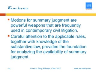 Ten commandments of summary judgment practice | PPT