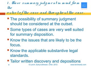 Ten commandments of summary judgment practice | PPT