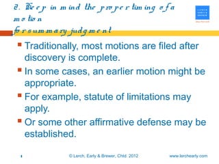 Ten commandments of summary judgment practice | PPT