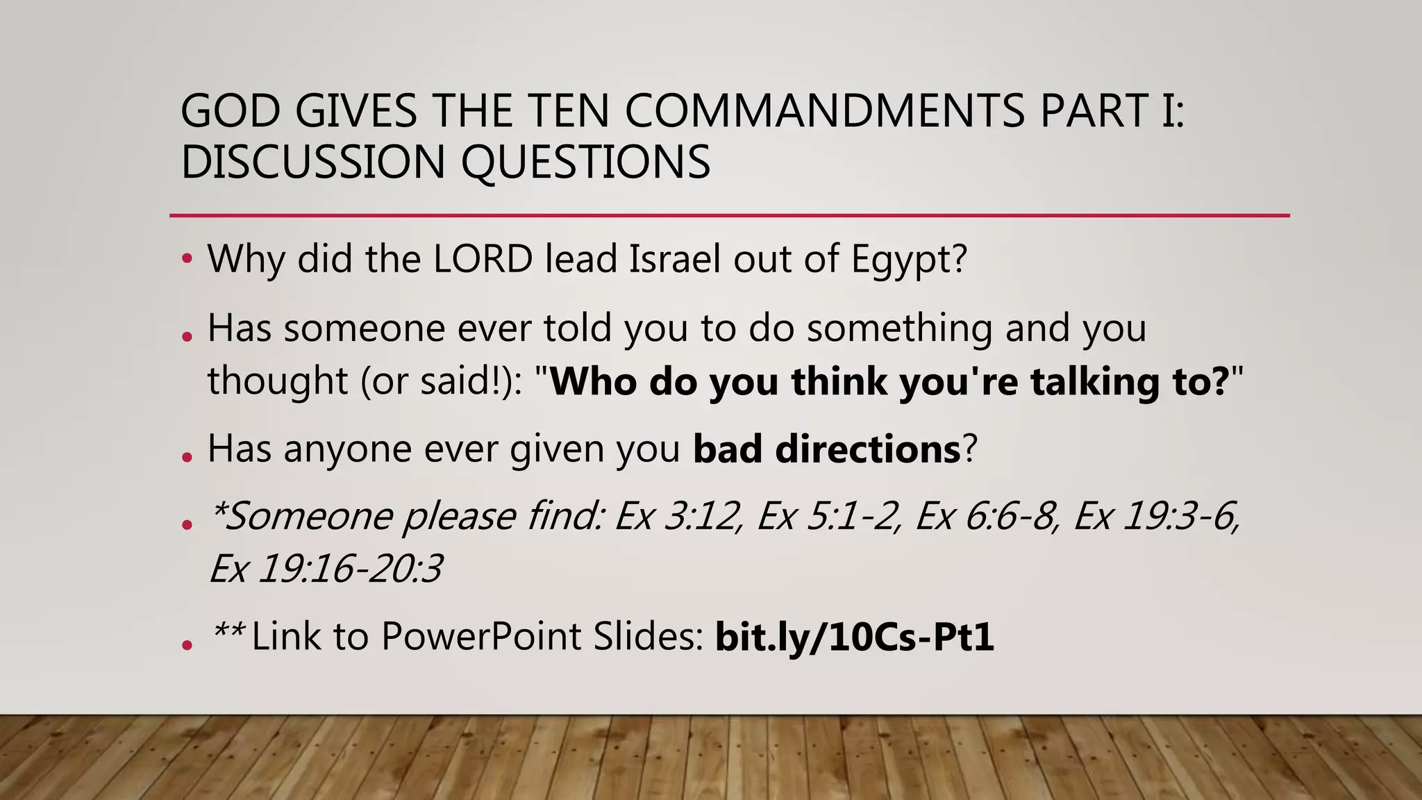Ten Commandments Part I | Sunday School 10.7.18 [Updated] | PPT