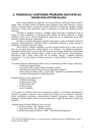 Tendencije i sustinske promjene zahtjeva za novim kvalitetom usluga | PDF