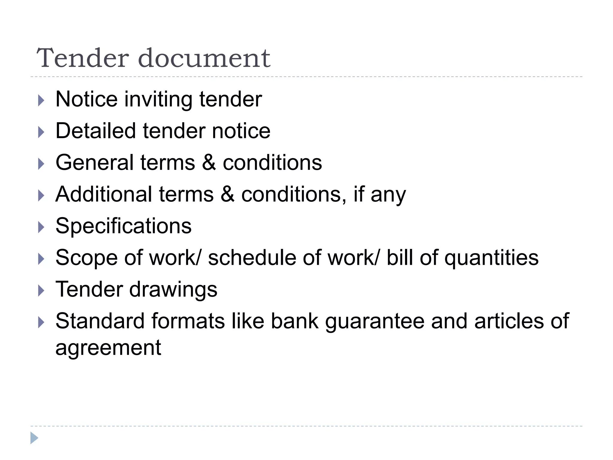 Tenders for construction | PPTX