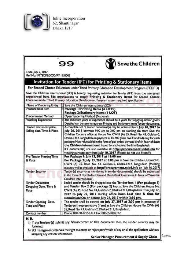 How to write a Tender (Example) | PDF | Free Download