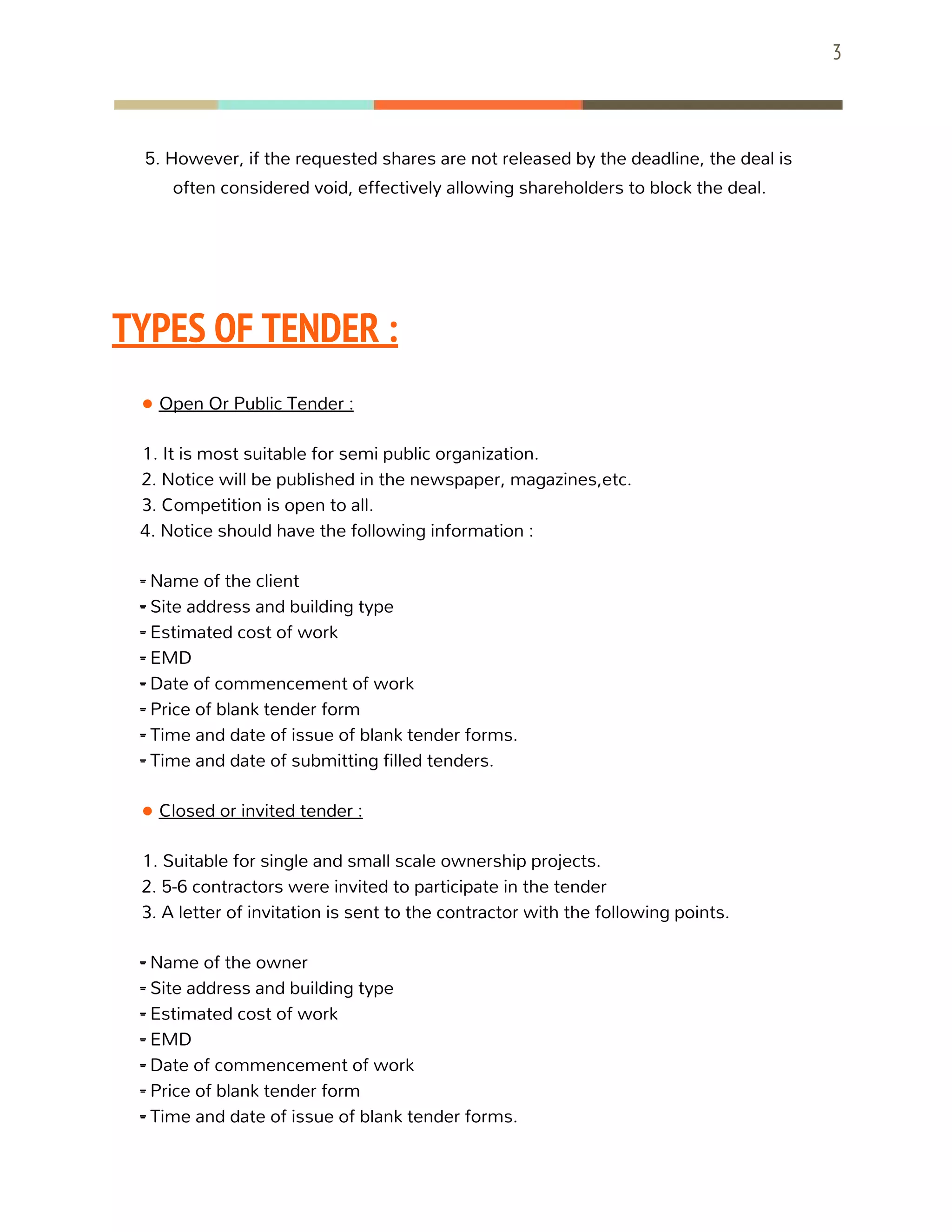 Tender and tender document | PDF