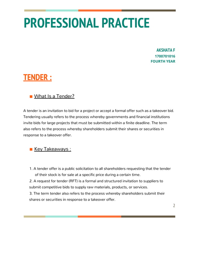 Tender and tender document | PDF