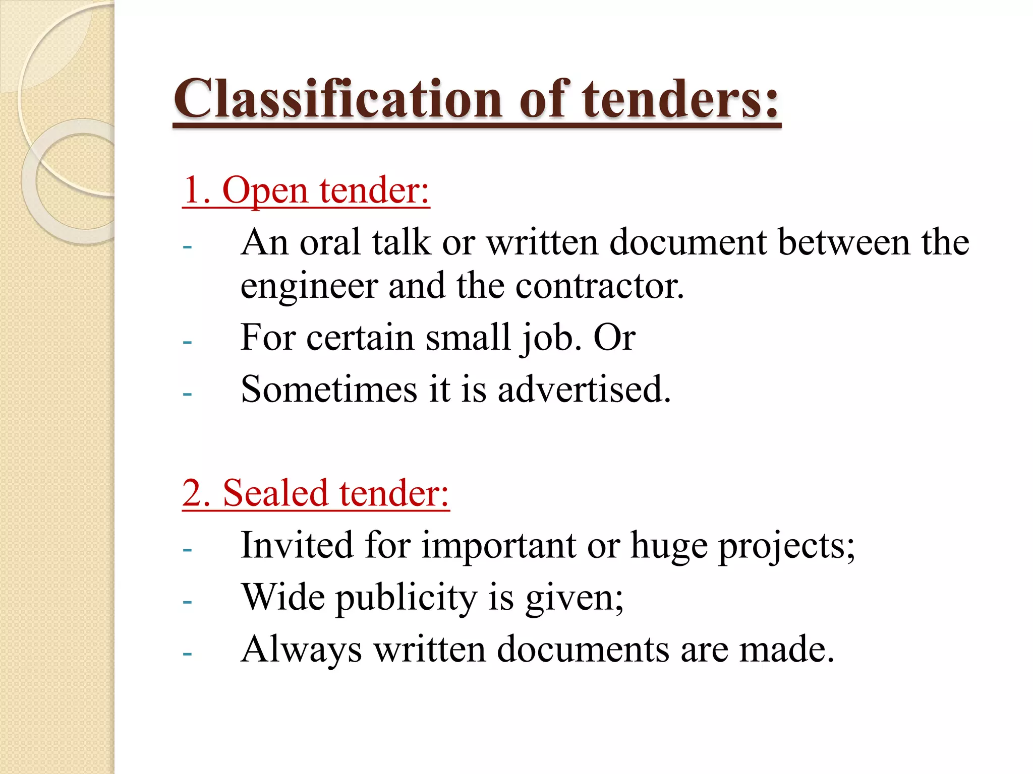 Tender & Tender Notice | PPTX | Personal Taxes | Personal Finance