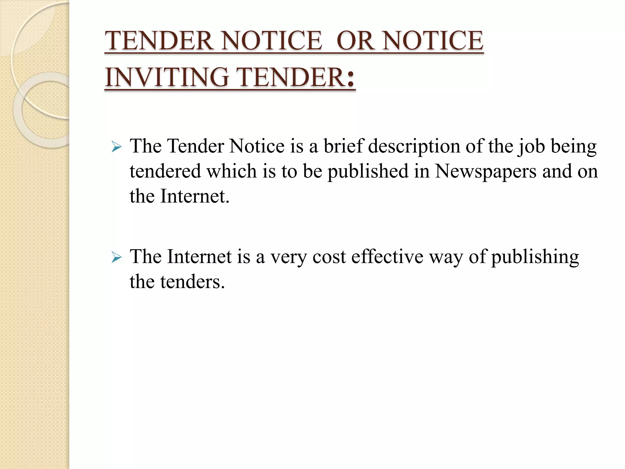 Tender & Tender Notice | PPTX