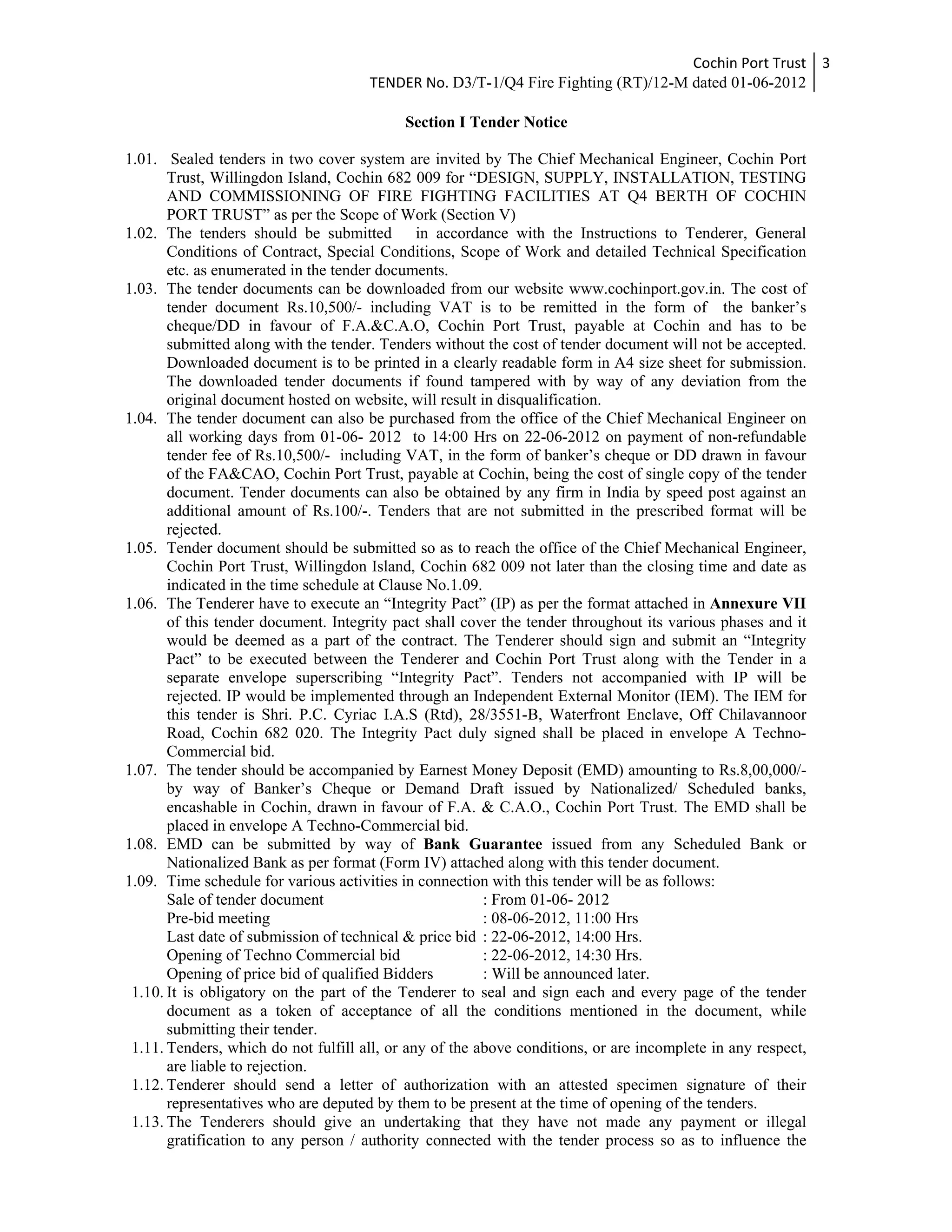 Tender document q4 oiljetty firefighting | PDF