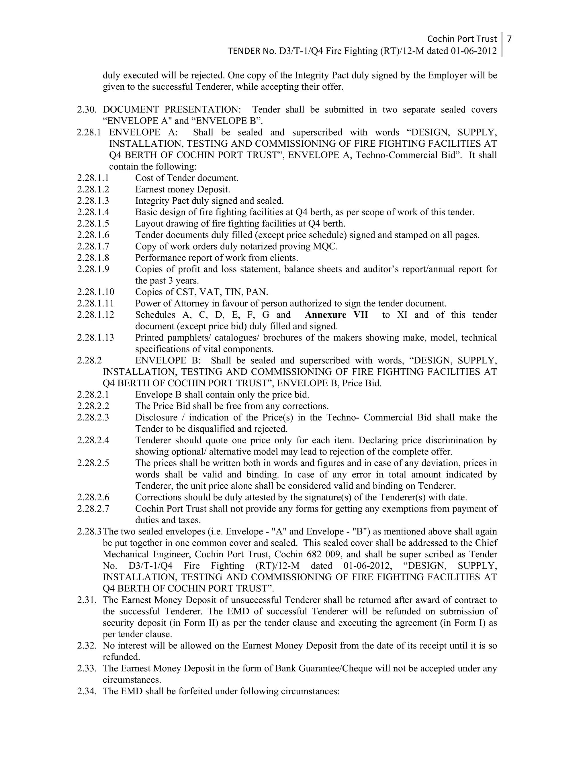 Tender document q4 oiljetty firefighting | PDF