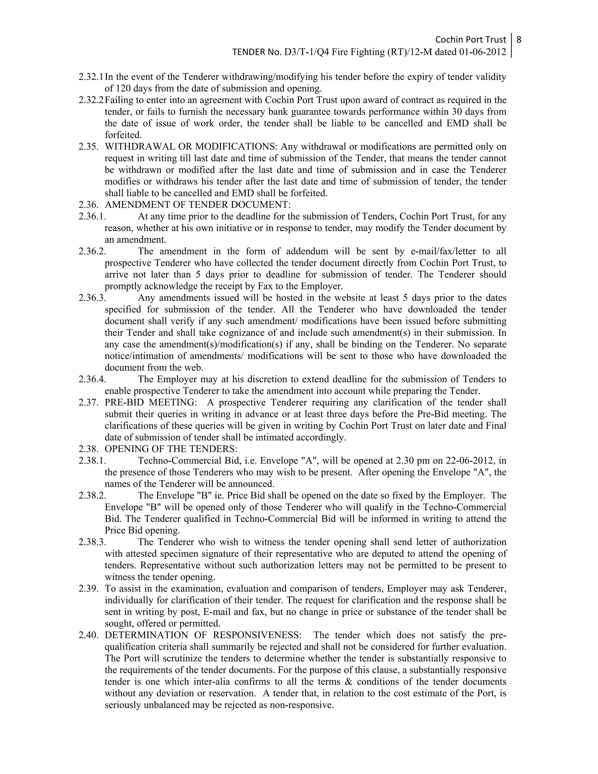 Tender document q4 oiljetty firefighting | PDF