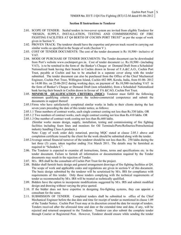 Tender document q4 oiljetty firefighting | PDF