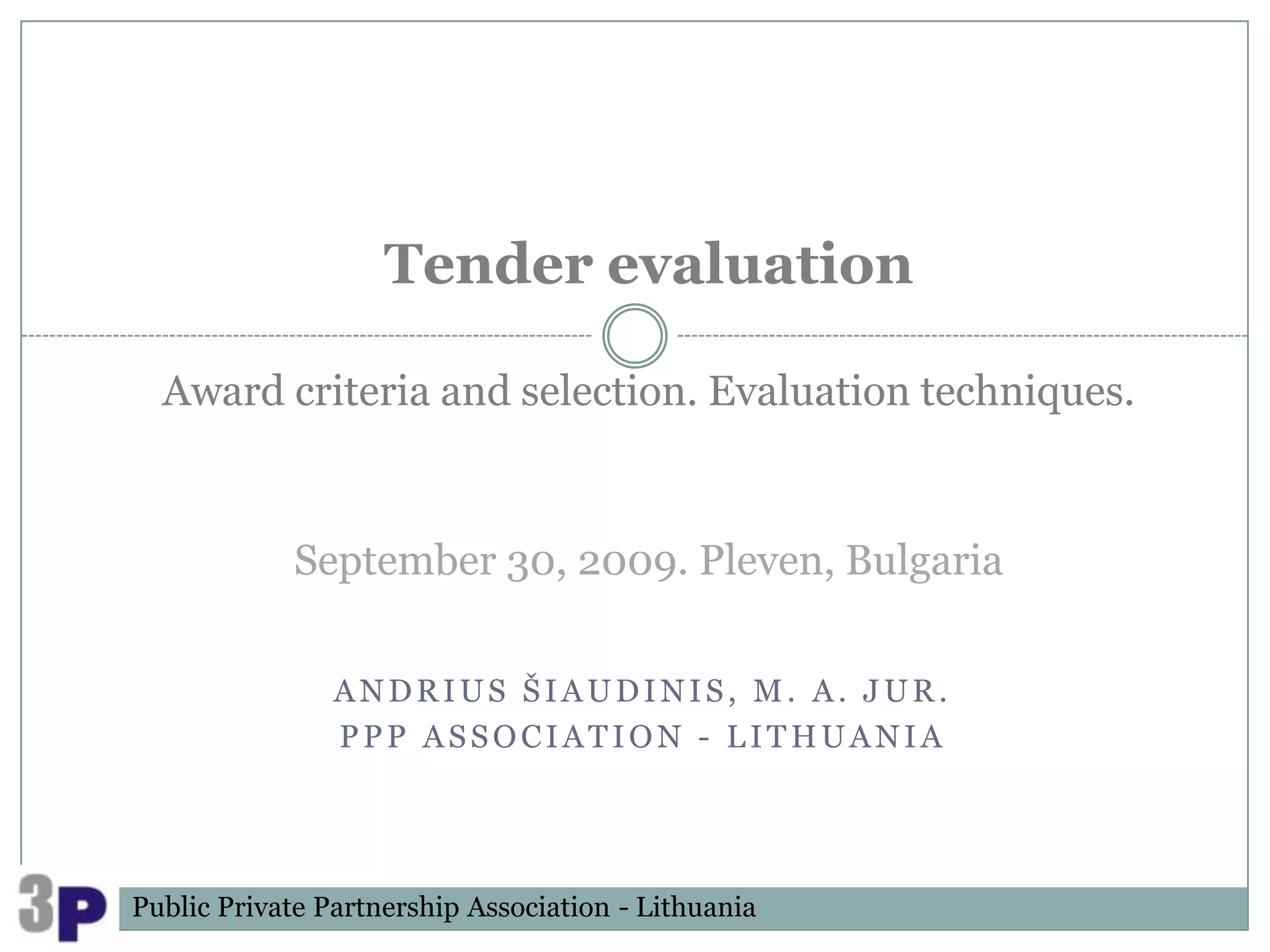 EU public procurement tender evaluation, TAIEX project | PPT