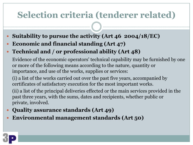 EU public procurement tender evaluation, TAIEX project | PPT