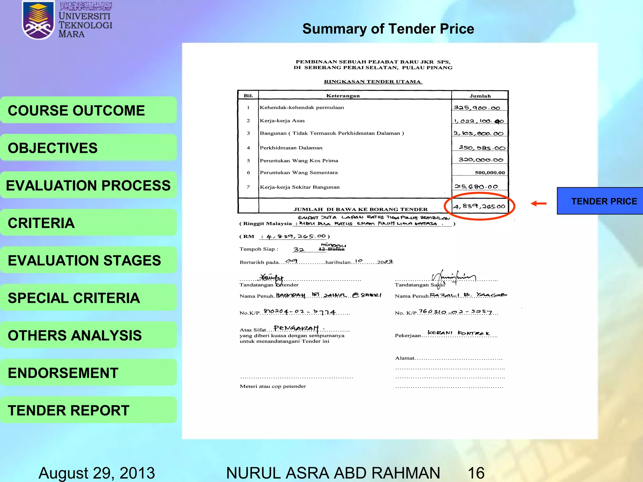 Tender evaluation procedure | PPT