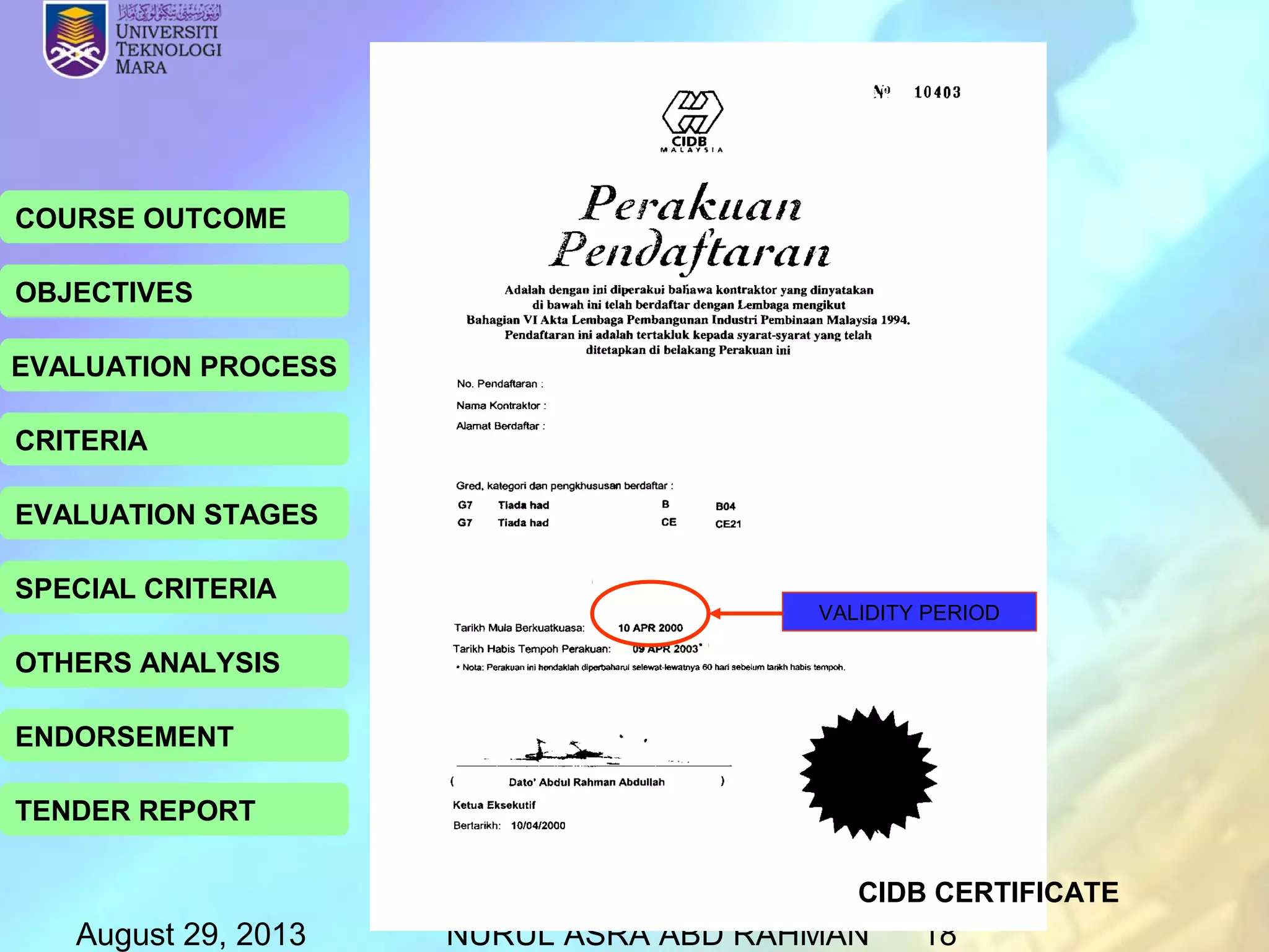 Tender evaluation procedure | PPT