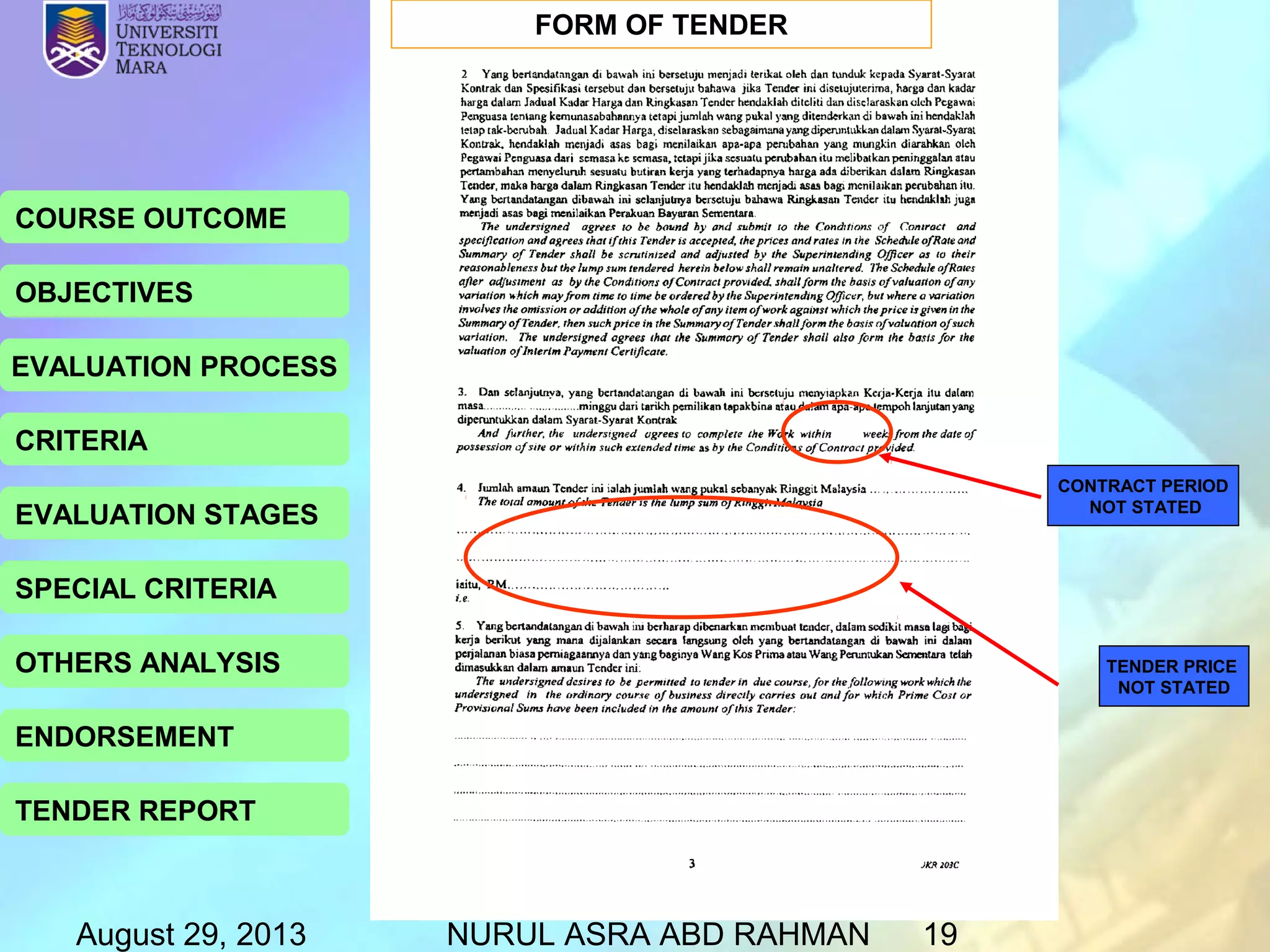 Tender evaluation procedure | PPT