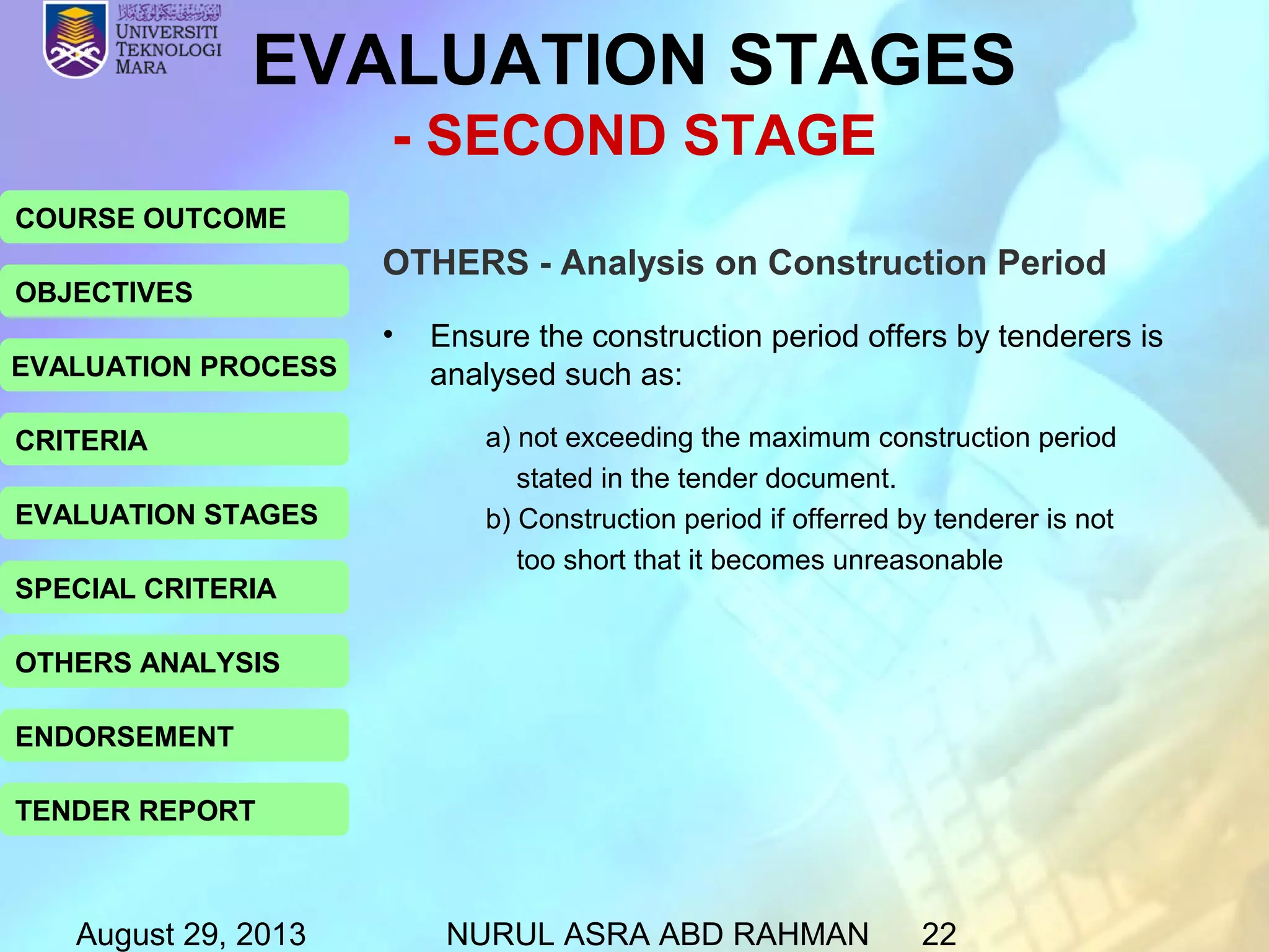 Tender evaluation procedure | PPT