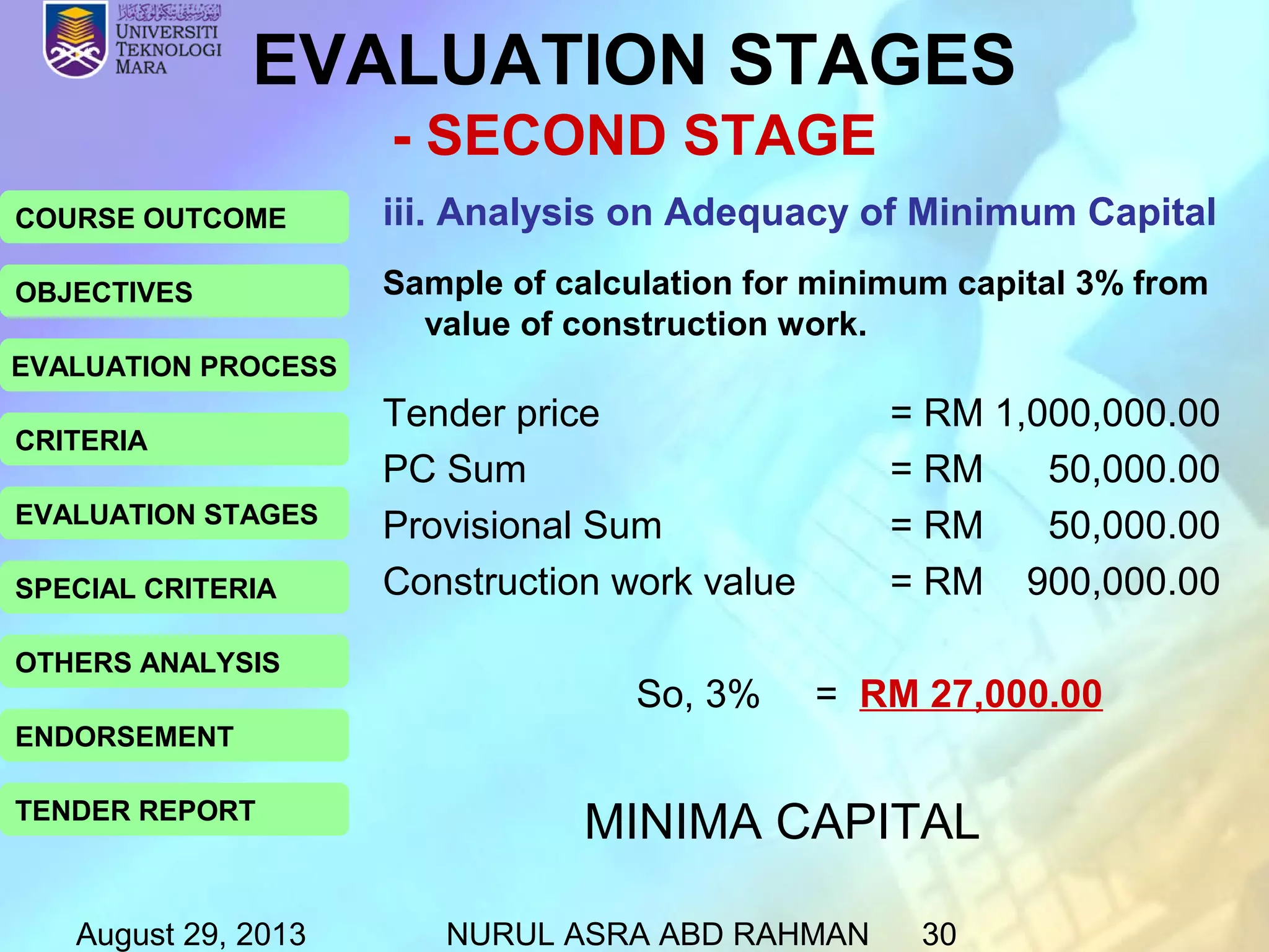 Tender evaluation procedure | PPT