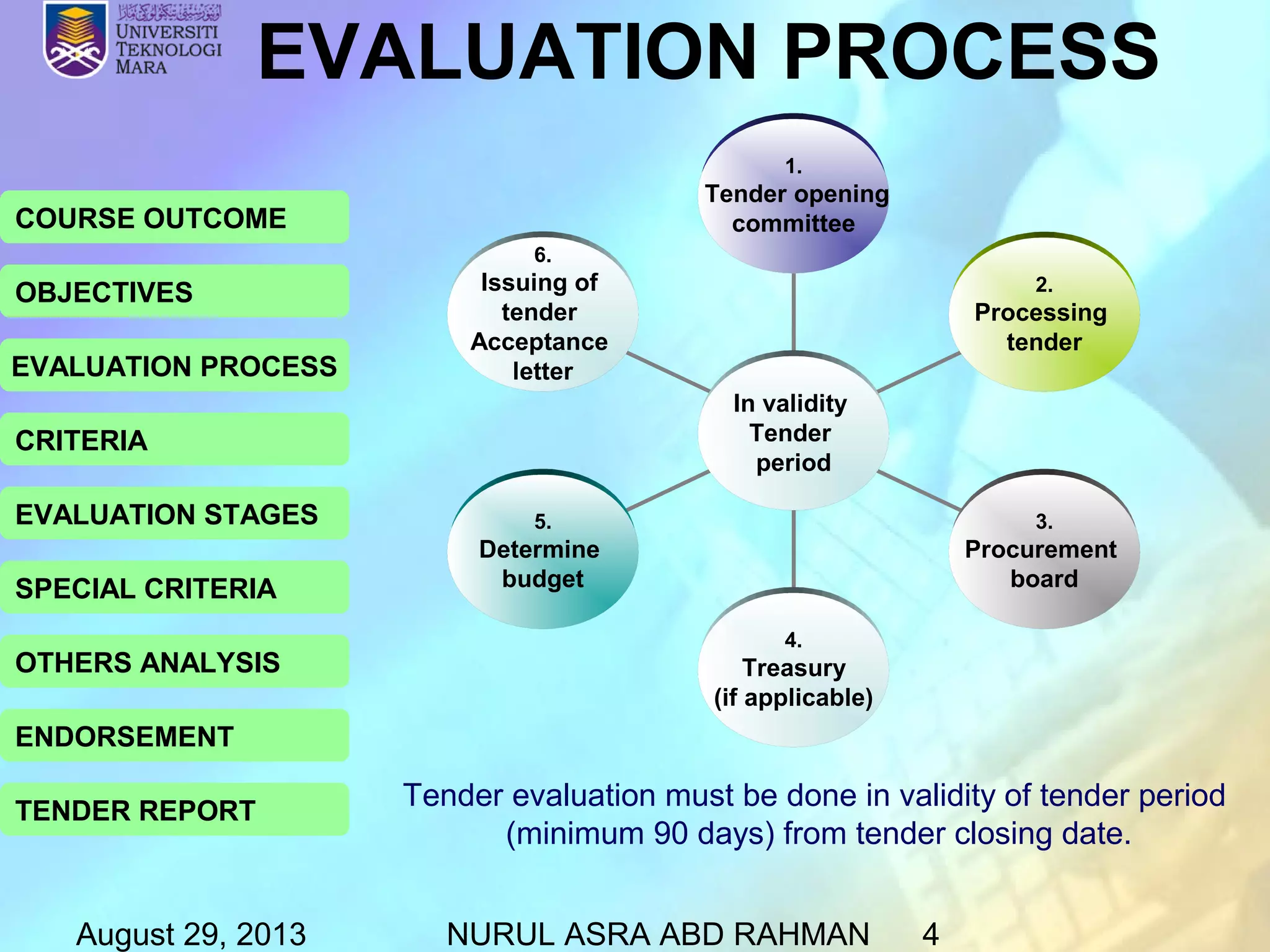 Tender evaluation procedure | PPT
