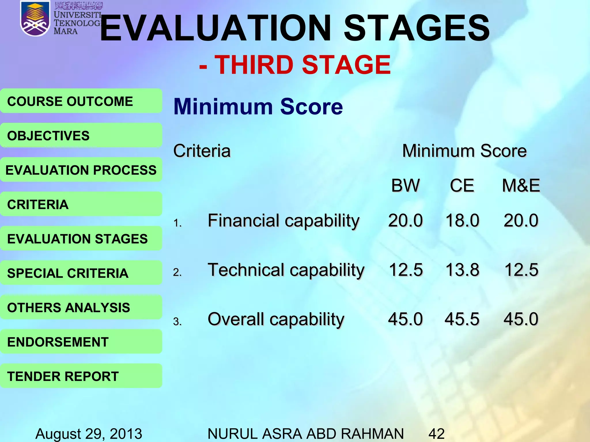 Tender evaluation procedure | PPT