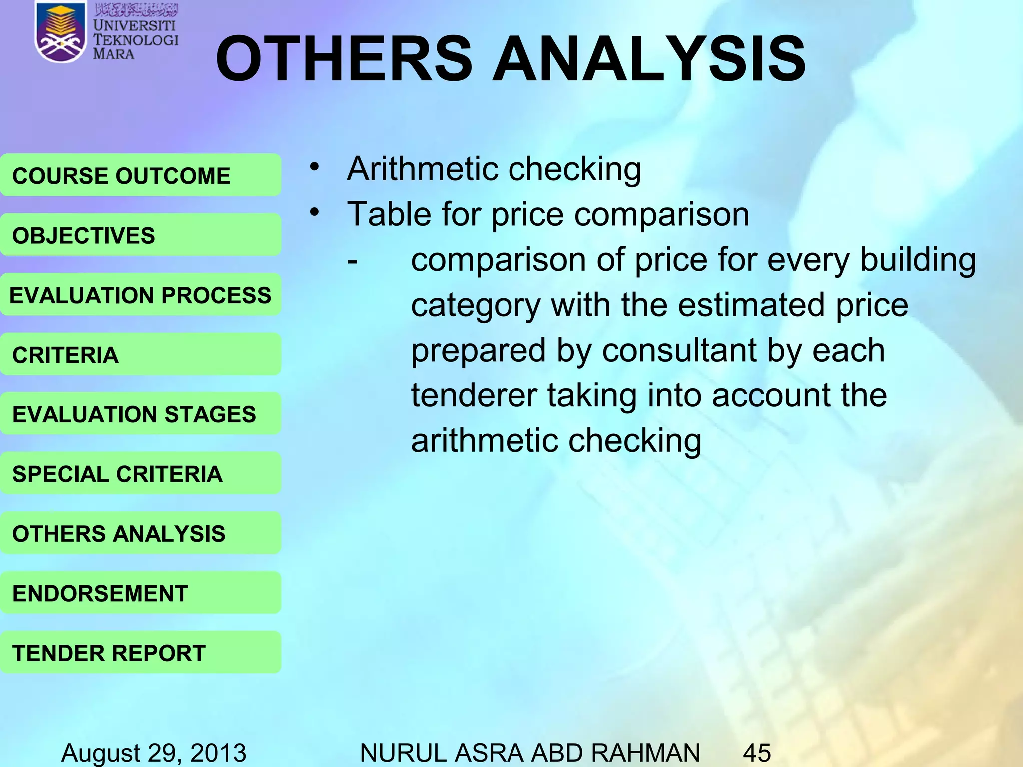 Tender evaluation procedure | PPT