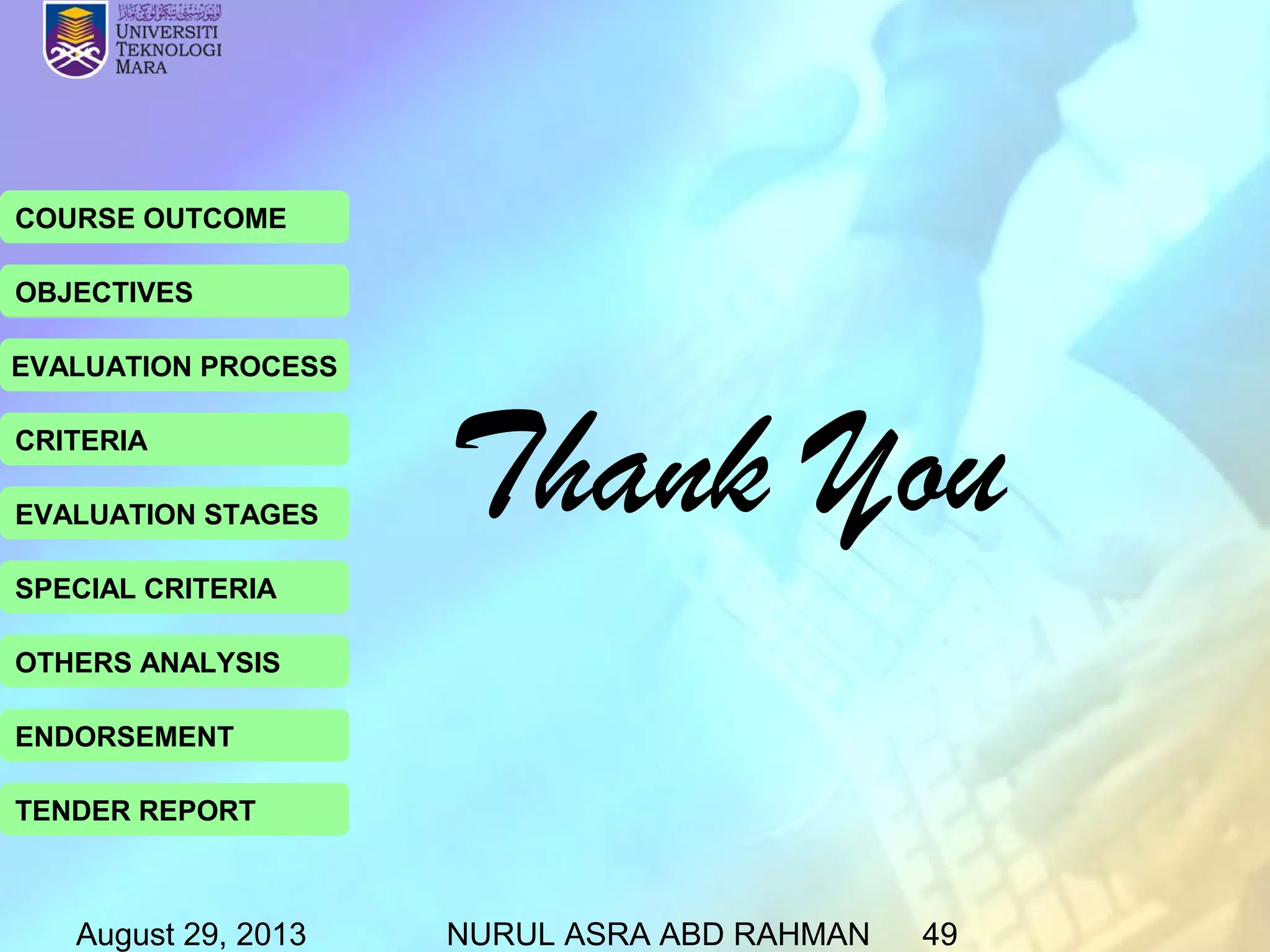 Tender evaluation procedure | PPT