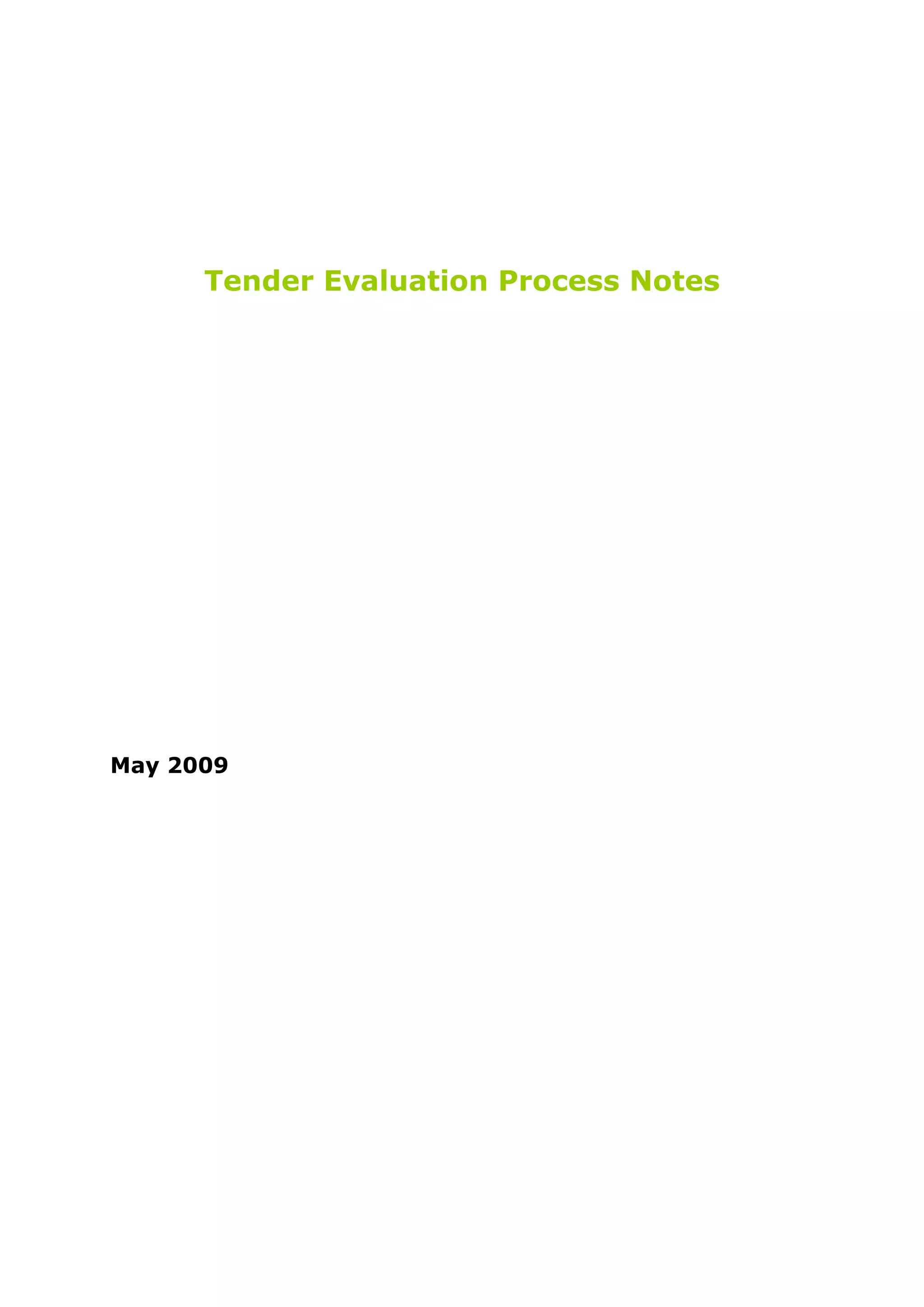 Tender Evaluation Process Notes | PDF