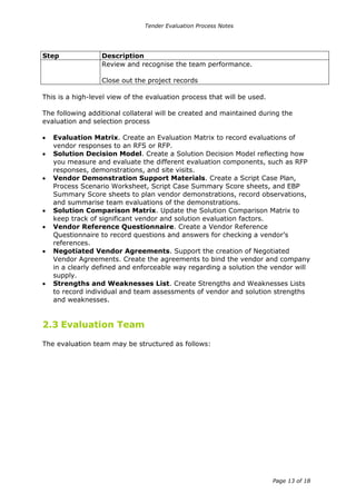 Tender Evaluation Process Notes | PDF