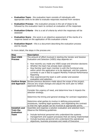 Tender Evaluation Process Notes | PDF