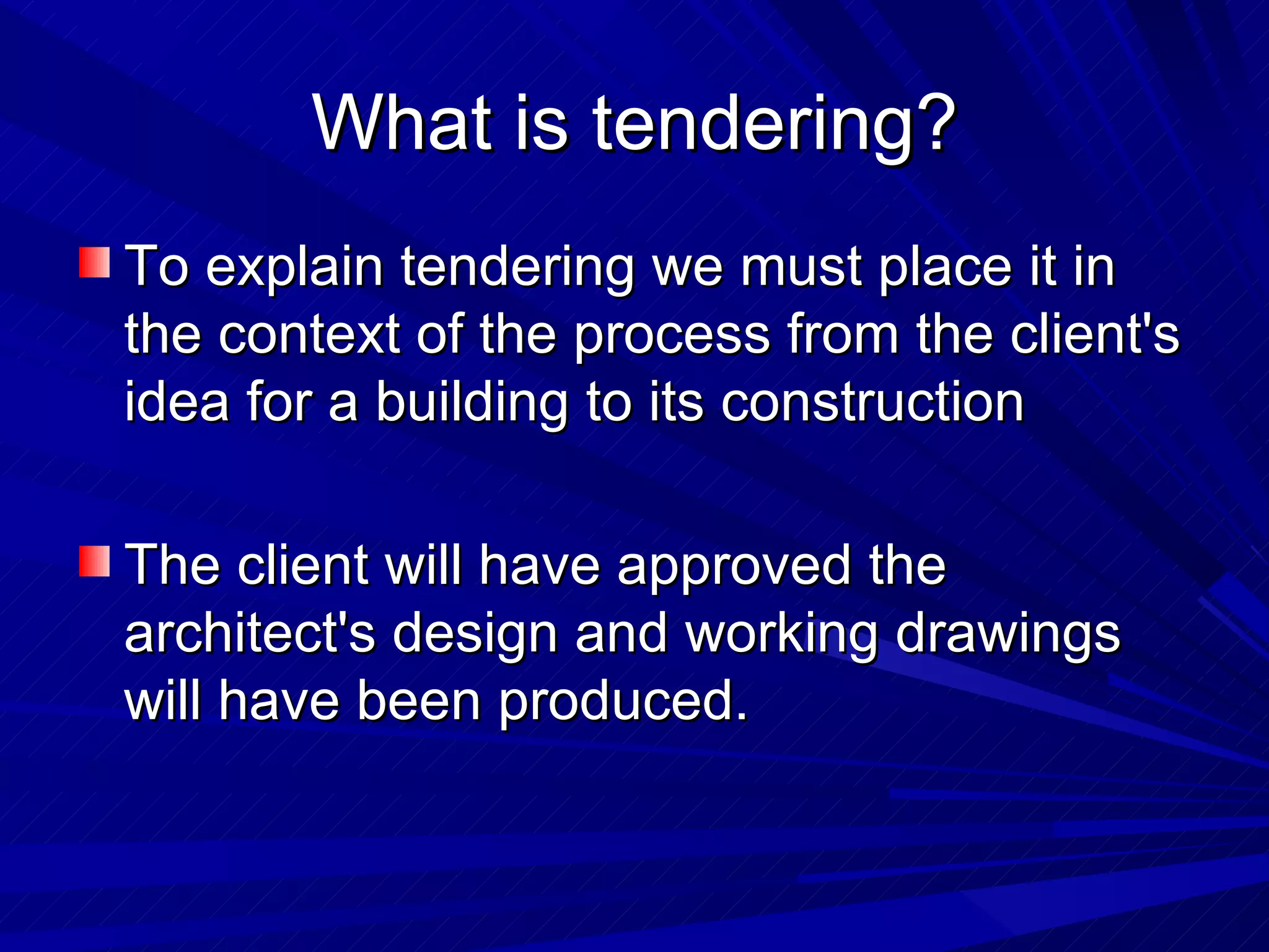 Tendering in construction introduction | PPT