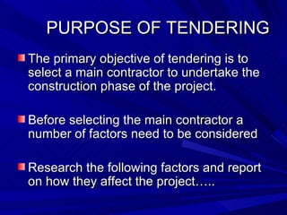 Tendering in construction introduction | PPT