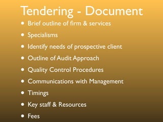 Audit Tendering & advertising p7 | KEY | Business Accounting & Finance ...