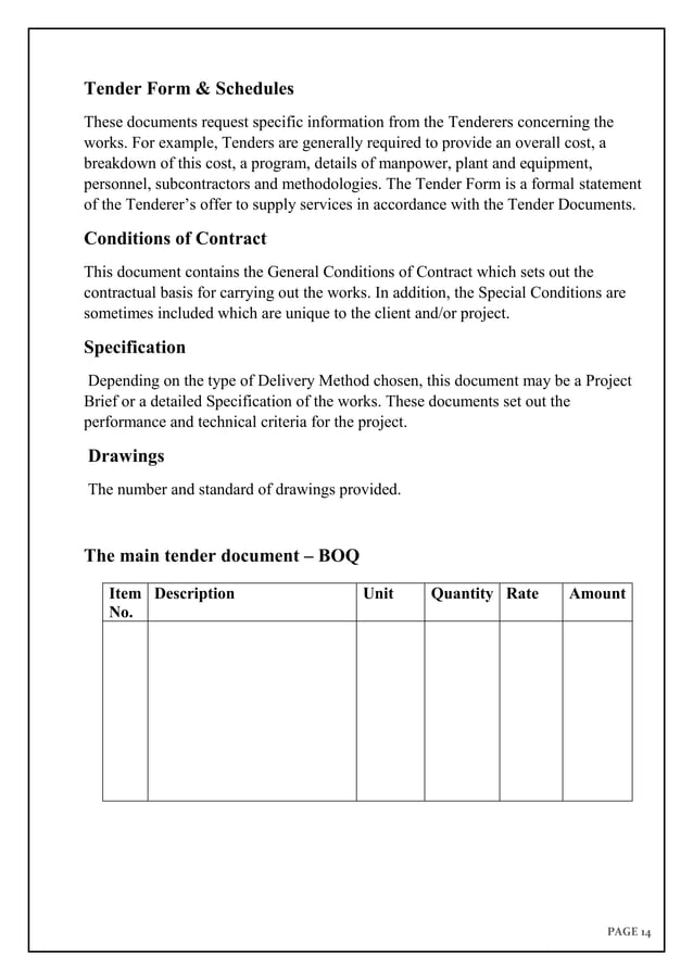 Tendering documentation | PDF