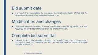 Tendering process for traditional contracts by eng. mohammed fadlalla | PDF