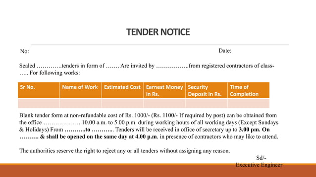Tender notice Drafting Procedure | PPT